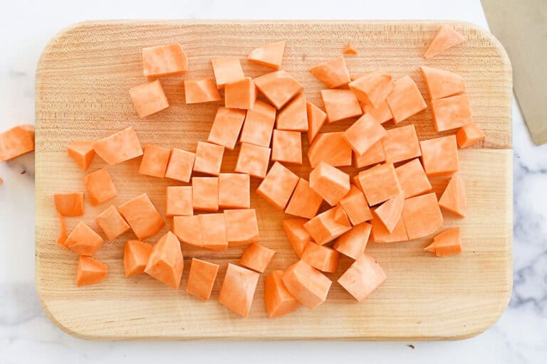 How to Cut Sweet Potatoes into Cubes | Air Fryer Dinners